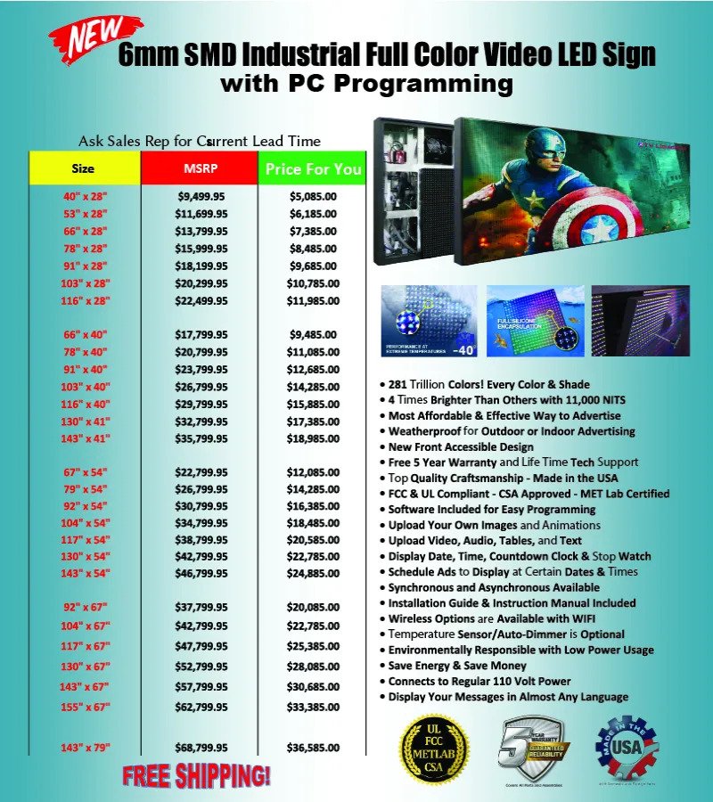 6mm Industrial SMD Outdoor Display LED Sign - Sign20